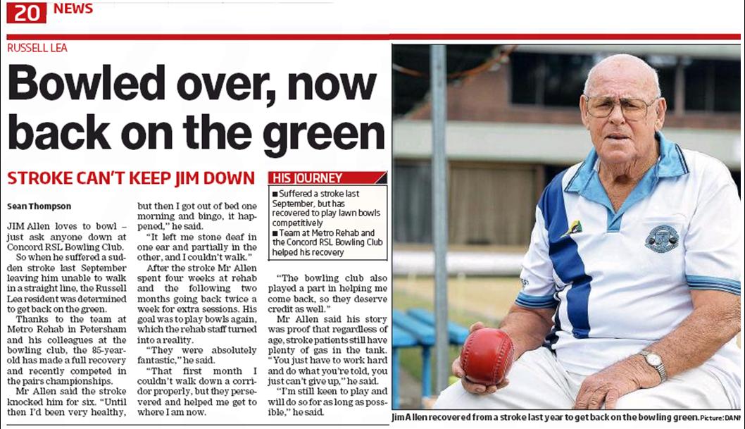 Jim Allen MetroRehab Patient Features in the Inner West Courier | Royal ...